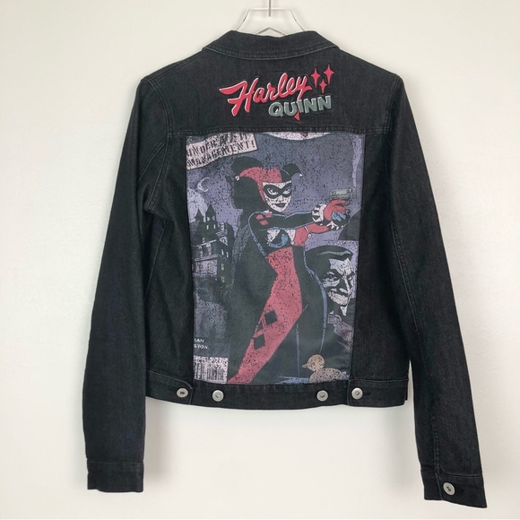 Batman | Jackets & Coats | Batman Harley Quinn Black Denim Jacket ...